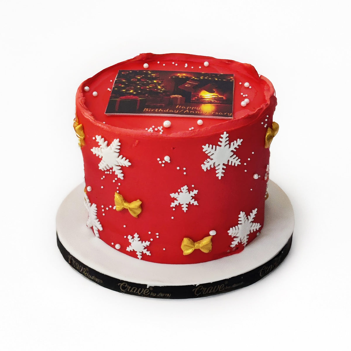 Celebratory Cake – Custom Edible Photo Cake with Snowflake Design ...
