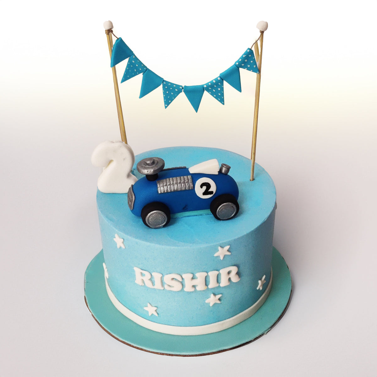 Cute Blue Car Cake – Vegan Race-Themed Birthday Cake – Crave by Leena
