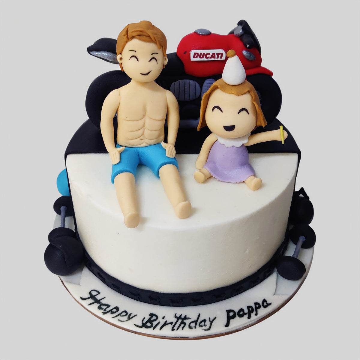 Father-Daughter Cake with Bike & Gym Theme – Crave by Leena