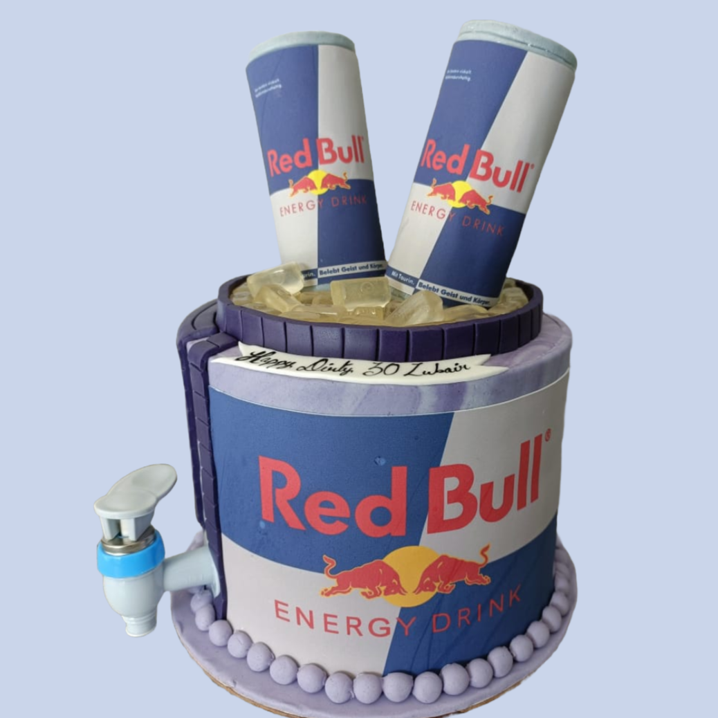 Red bull barrel cake | Custom Cakes | Crave by Leena, Bangalore